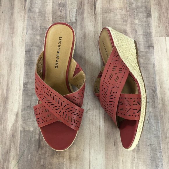 Lucky Brand | Shoes | Lucky Brand Red Keela Espadrille Wedge Slip On ...